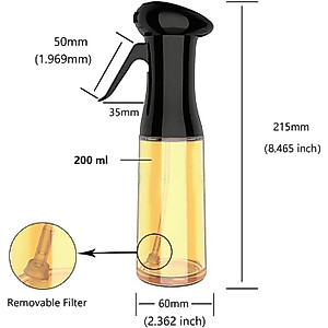 WowBstws Oil Sprayer for Cooking, 6.76oz Glass Sprayer Bottle of Olive Oil or Vinegar for Air Fryer, Salad, Baking, Grill, BBQ, Roasting