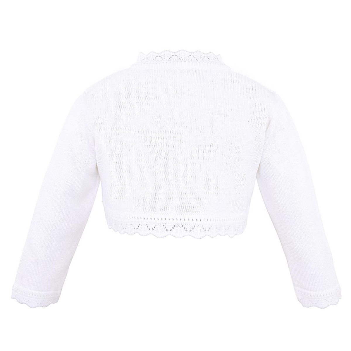 Lilax Baby Girls' Knit Long Sleeve Button Closure Bolero Cardigan Shrug 12-18 Months White