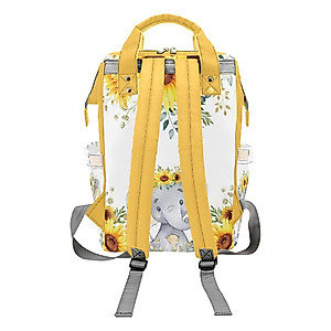 Cute Elephant Sunflower Diaper Bags with Name Waterproof Mummy Backpack Nappy Nursing Baby Bags Gifts Tote Bag for Women