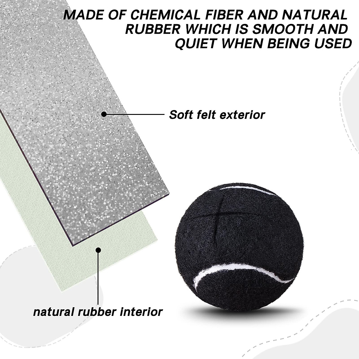 16 Pack Black Precut Tennis Balls for Chairs Non Slip Leg Balls Rubber Glide Tennis Ball Coverings for Furniture Legs and Desks Stools Floor Protection