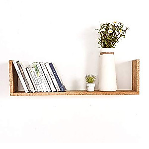 PIBM Stylish Simplicity Shelf Wall Mounted Floating Rack Wooden Solid Wood Cube Shelves Living Room Background Wall,Length 40Cm / 60Cm,2 Colors Avaliable, Wood Color , 60X15X16.5cm