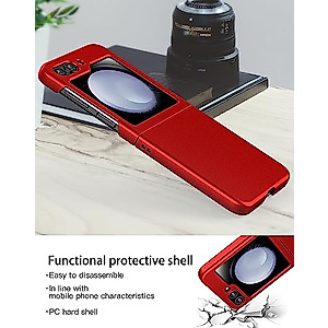 Foluu Slim Fit Case for Samsung Galaxy Z Flip 5 Case, Ultra Thin Matte PC with Non-Slip Grip Full Protection Protective Cover for Samsung Galaxy Z Flip5 5G 2023 (Red)