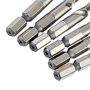 Yakamoz 6PCS Drill Tap Combination Bit Set HSS Deburr Countersink Bit 1/4 Hex Shank Tool Kit | Imperial