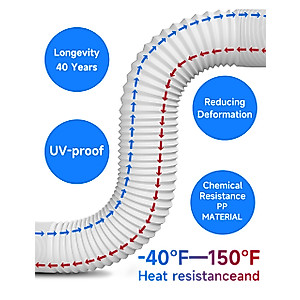Toutgood 5.9 Inch Portable Air Conditioner Hose, Counterclockwise AC Exhaust Hose Length to 80 Inch Universal Flexible Thread Air Conditioner Parts Compatible with Haier, LG, Delonghi