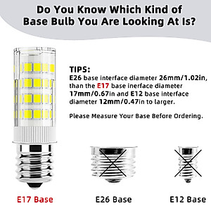 2Pack KEI D28A KEL2811 5304517886 5304498578 KEI D28M KEL 2815 Refrigerator LED Light Bulb Replacement AC100-265V 3.8W E17 Intermediate Base Freezer LED Lamp, Cool White 6000K
