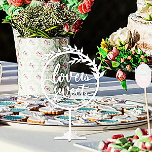 3 Pcs Wedding Wooden Table Decoration Sign Love Is Sweet Sign Guestbook Sign White Cards and Gifts Sign Wedding Centerpieces for Rustic Wedding Reception Married Party Table Decoration