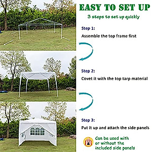 10' x 10'/10' x 20'/10' x 30' Canopy Tent Wedding Event Party Tent Outdoor Instant Shelter Pavilion Gazebo for Patio Backyard Porch Garden Beach (10' x 10' Canopy Tent with 4 Sidewalls, White)