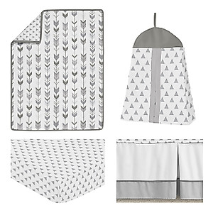 Grey and White Woodland Arrow Boy, Girl, Unisex Baby Crib Bedding Set by Sweet Jojo Designs - 4 Pieces