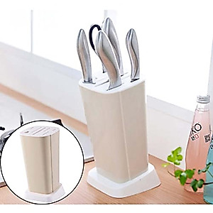 Universal Knife Block Plastic Block Without Knives: Kitchen Counter Universal Holder Modern Blocks Storage Organizer for Home Kitchen Restaurant Beige Knife Inserted Holder