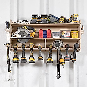 SHEDorize Tool Organizer - Cordless Tool Storage Made with Wood – Perfect Wall Mounted Power Tool Organizer - Great for Garages, Sheds, & Workshops - Fully Assembled (10" D x 40" W x 20" H)