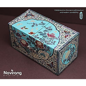 SoSHESHINES Mother of Pearl Small Jewelry Box - Premium Packaging for Gifts for Women, Thank you Gifts, Mom birthday Gifts, Korean Traditional Sea Shell Premium Handmade (SECRET_Aqua Blue)