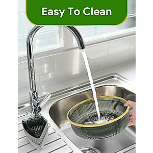 11.8 Inch Lazy Susan Organizer for Cabinet with 7 Removable Bins, 360° Turnable Clear Spice Rack Organizer for Cabinet, Decorative Trays for Pantry, Cupboard, Makeup, Kitchen, Bathroom - Dark Green