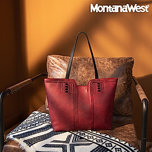 Montana West Tote Bag for Women Top Handle Satchel Purse Oversized Shoulder Handbag Hobo Bags Burgundy Red Christmas Gift MWC-118BDY