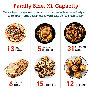 COSORI Air Fryer Toaster Oven, 12-in-1 Convection Oven Countertop with Rotisserie, Stainless Steel 32QT/32L, 6-Slice Toast, 13-inch Pizza,100 Recipes, Basket, Tray(6 Accessories)Included, CO130-AO