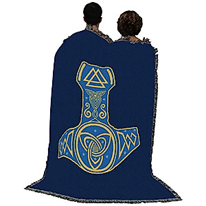 Pure Country Weavers Mjolnir - Thor’s Hammer Blanket- Norse Mythology Fantasy Ancient Symbols Gift Tapestry Throw Woven from Cotton - Made in The USA (72x54)
