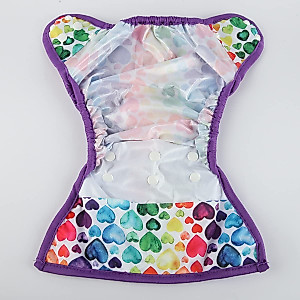 Sigzagor Baby Diaper Cover Nappy One Size 10lbs to 36lbs for Girls (Rainbow Hearts)