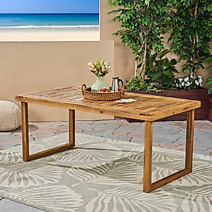 Christopher Knight Home Ann Outdoor 69" Acacia Wood Dining Table, Sandblast Natural Finish