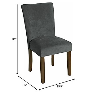 HomePop Parsons Classic Upholstered Accent Dining Chair, Pack of 2, Dark Grey Velvet