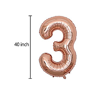 BALONAR 40 inch Jumbo 30 Rose Gold Foil Balloons for 30th Birthday Party Supplies,Anniversary Events Decorations and Graduation Decorations