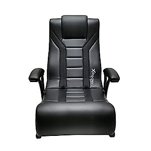 X Rocker Jynx Floor Gaming Chair, Headrest Mounted Speakers, 2.1 Bluetooth Audio System, Wireless, Recliner with Padded Armrest, 5111601, 37.01" x 22.83" x 34.65", Black