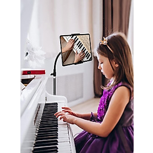 elitehood Tablet Floor Tripod Stand, Stronger Gooseneck iPad Tripod Stand, 72" Adjustable iPad Stand Holder for Stream/Watching, for iPad Pro 12.9, Mini, Air, iPhone and 4.7-13" Tablet and Cellphone