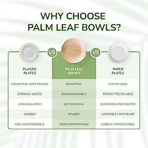 THE CLEAR CONSCIENCE TCC - Palm Leaf Appetizer Plates, 4" round, 50 pcs, Bamboo & Wood Style, Biodegradable, Single Use, Disposable, Usable for Hot Dishes