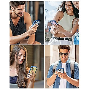 Miracase Glass Series Designed for iPhone 14 Phone Case 6.1 inch, 2023 Upgrade Full-Body Clear Bumper Case with Built-in 9H Tempered Glass Screen Protector and Camera Lens Protector,Blue