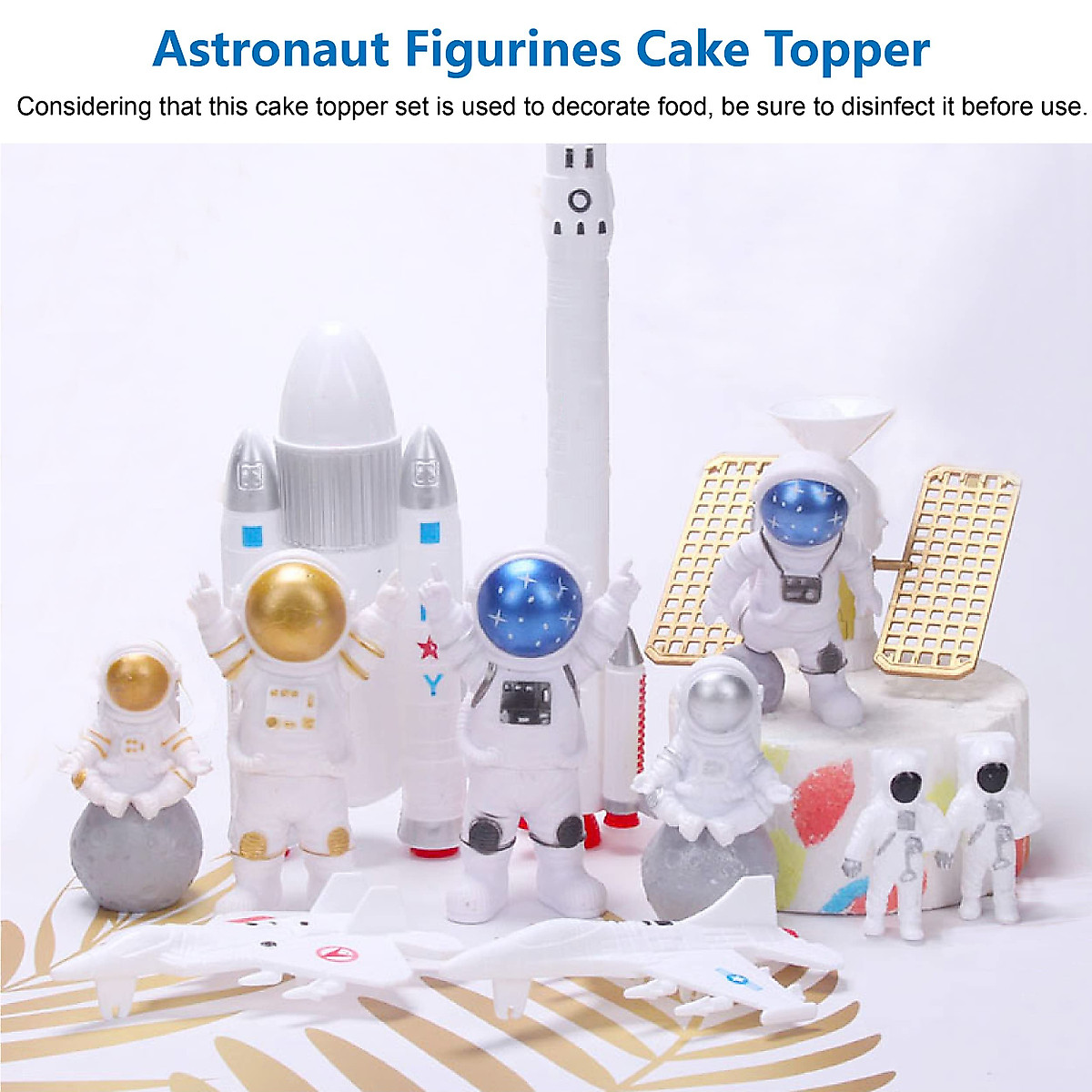 [ 3Pcs ] Astronaut Figurines Cake Topper Miniature Astronaut Toys Ornament Home Arts and Crafts Desktop Accessories Tabletop Decoration Spaceman Party Gifts(blue)