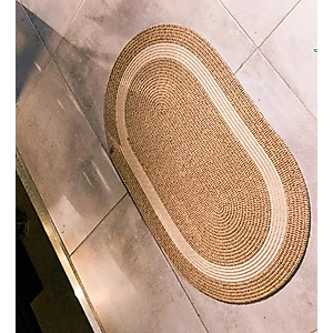 Tly Home-Beige Striped-Jute Door mat Rug -Jute Mats 19.6 x 31.50 Inches -Naturel Mats-Patterned Door Front-Bath Mat-Rug Mats Natural-Balcony mats-Gift- Houseware-Home Decore-Natural Welcome Doormat