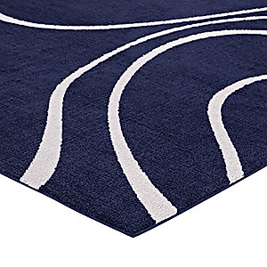 Modway Therese Abstract Swirl 8x10 Area Rug Contemporary Design in Navy and Ivory