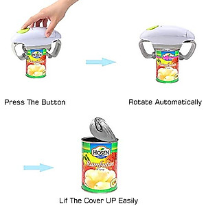 Automatic Jar Opener, One Touch Electric Can Opener, Adjustable Easy Can Tin Open Tool, Ideal for Seniors People Suffering From Arthritis, White