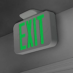LFI Lights | Green Exit Sign | All LED | White Thermoplastic Housing | Hardwired with Battery Backup | Optional Double Face and Knock Out Arrows Included | UL Listed | (1 Pack) | LEDJR-G