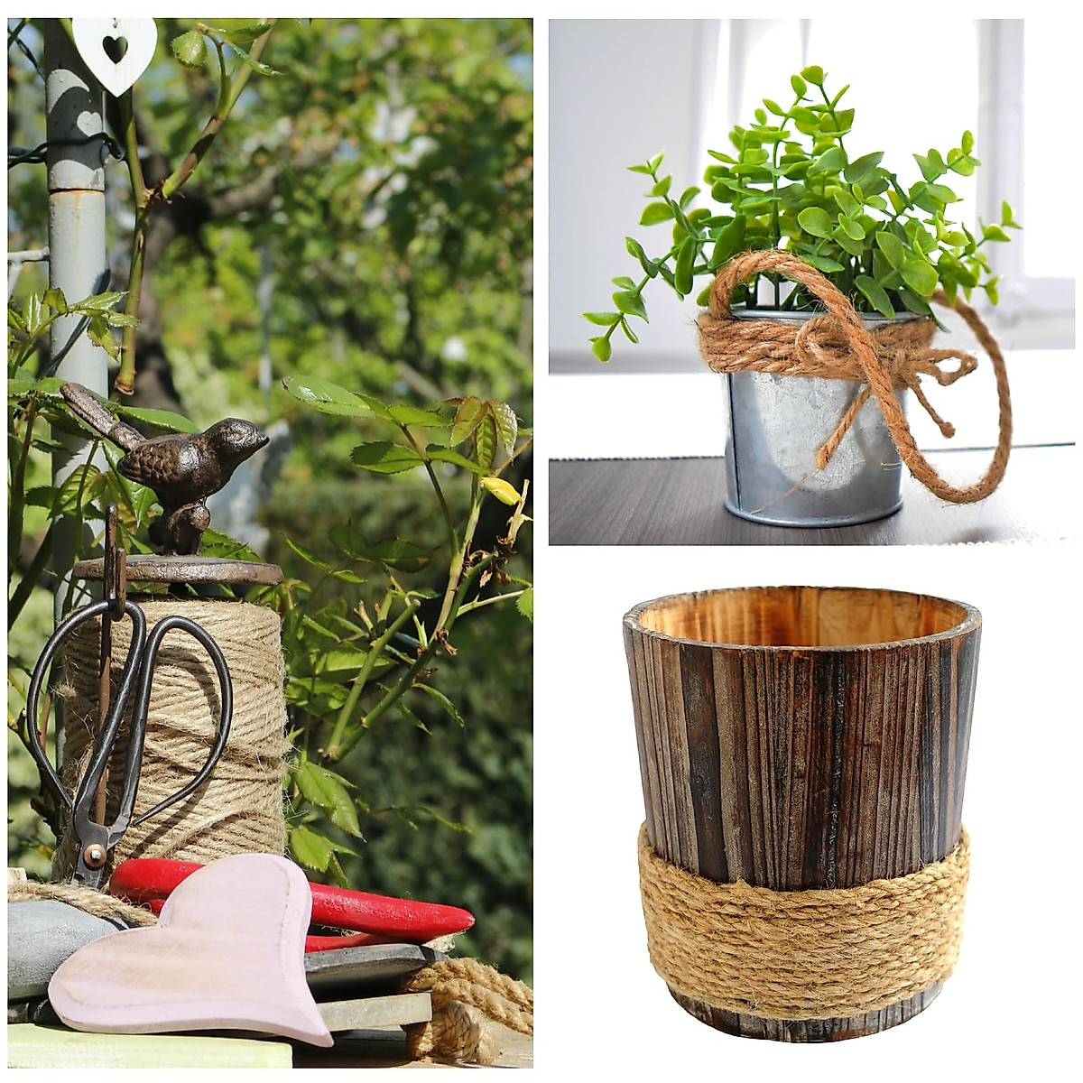 100 Feet Twisted Nautical Rope for Crafts, Thick Hemp Jute Twine, Brown (5mm)