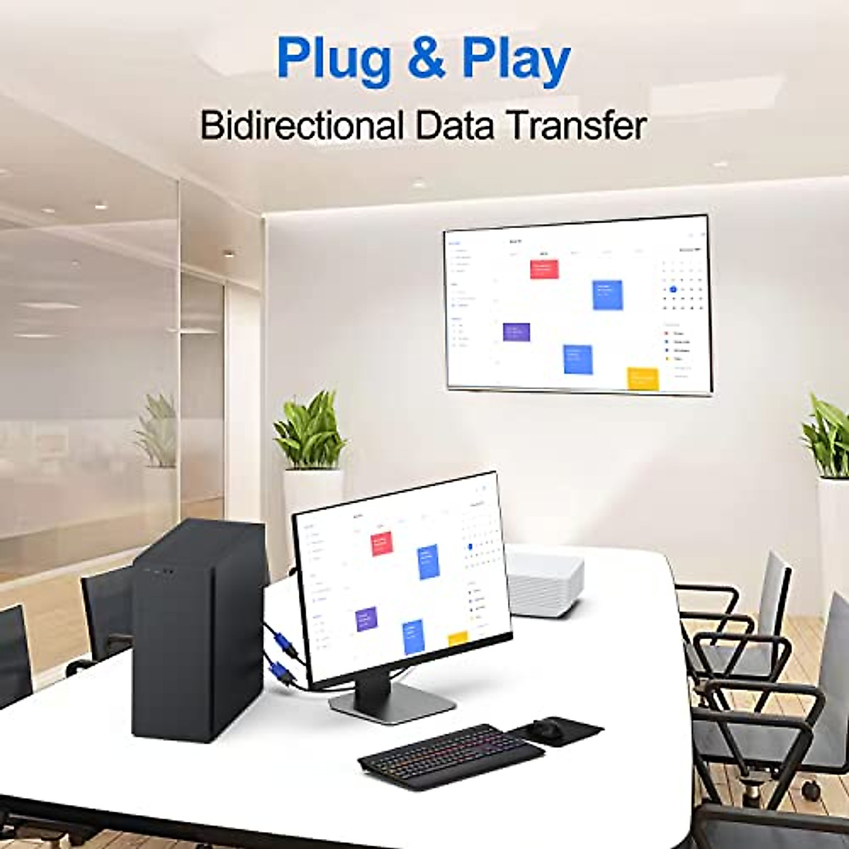 UKYEE VGA Splitter Cable Dual VGA Monitor Y Cable 1 Male to 2 Female Adapter Converter Video Cable for Screen Duplication - Does NOT Show Separate Displays (No Screen Extension)