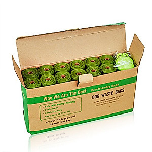 ECO-CLEAN Dog Poop Bags, 24 Rolls/360 Bags with Dispenser, Dog Waste Bags, Unscented, Leak-Proof, Easy Tear-Off