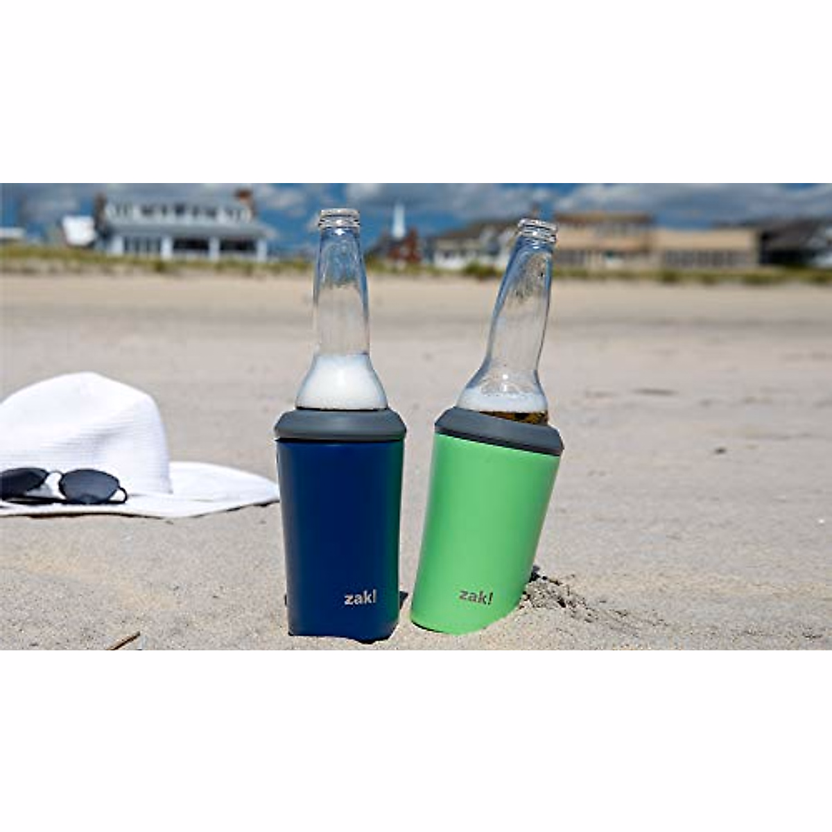 Zak Designs Durable 18/8 Stainless Steel with Vacuum Insulated Can and Bottle Cooler, Great for Cold Drinks Stay Cold in Pool and Party (12oz, Pistachio, BPA Free)