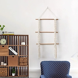 Ochine Macrame Wall Hanging Shelf Wall Towel Racks Boho 3 Tier Handmade Floating Shelves Toilet Paper Display Rack Farmhouse Towel Holder Plant Decor Shelf for Bathroom Kitchen Home Decor