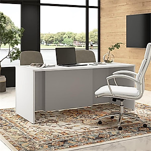 Bush Business Furniture Hampton Heights 72W x 30D Executive Desk in White | Computer Table for Personal Home Office or Professional Workspace