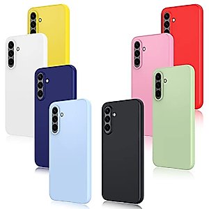 (8 Pack) for Samsung Galaxy A14 5G Case, Soft Silicone Gel Bumper Shell Shockproof Protection Phone Case Cover for Samsung Galaxy A14 5G, Red, black, dark blue, yellow, pink, white, green, purple