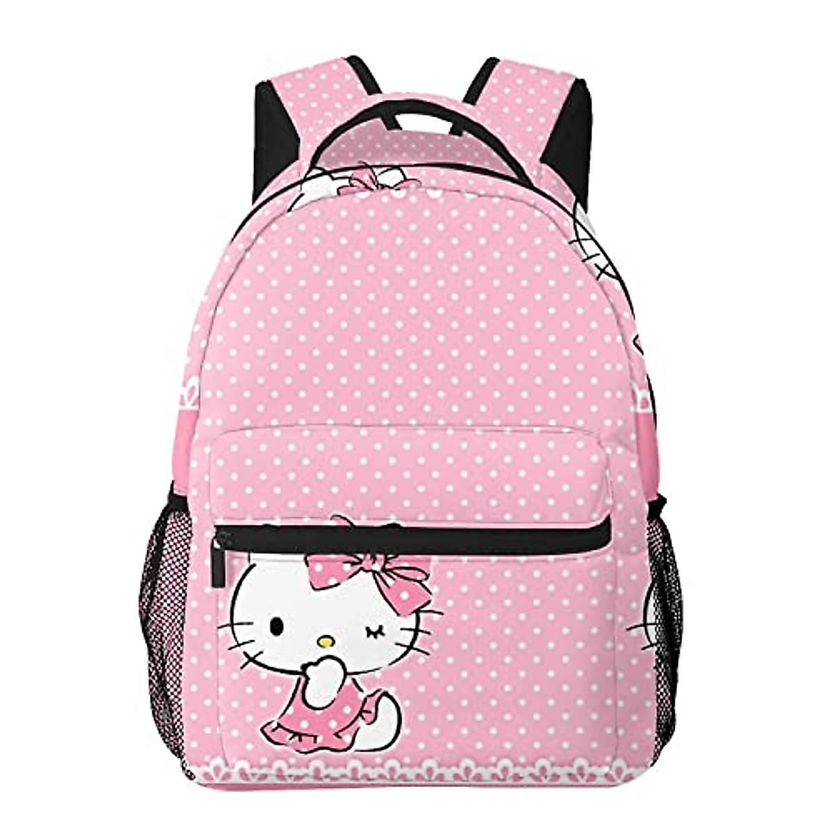 SOREC Wink Hello Cat Kitty Travel Backpack Lightweight Large Capacity Backpack Laptop Backpack For Women Pink Kawaii Kitty Daypack