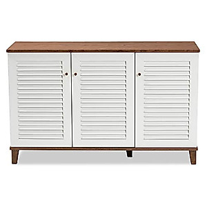 Baxton Studio Shoe Cabinets, White/Walnut