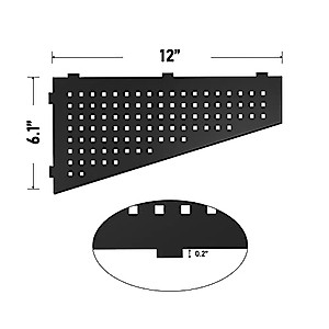 Bernkot Corner Shower Shelf Matte Black 12" 304 Stainless Steel Quadrilateral Floating Shelf Grid Design Recessed Bathroom Shelf for Tiled Wall, No Drilling，2 Pack