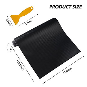 3D Stereo Black Carbon Fiber Vinyl Wrap,157.5"x11.8" Waterproof & Wrinkle Resistant Car Wrap with Scraper Tool for Cool Car Decorations,Suitable for Cars Trucks SUVs Motorcycles