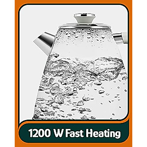 Hazel Quinn Retro Electric Kettle - 1.7 Liters / 57.5 Ounces Tea Kettle with Thermometer, All Stainless Steel, Fast Boiling 1200 W, BPA-free, Cordless, Rotational Base, Automatic Shut Off - Ice Gray