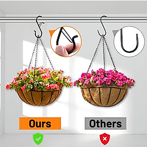 12 PCS S Hooks for Hanging with Safety Buckle, 3.5 inch Heavy Duty Metal S Shaped Hooks for Kitchen Utensil, Cups, Pots, Plants, Bags, Hats (Black)