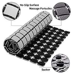 BEMISO Non Slip Massage Bathtub Mat,Shower Mat Non Slip 33.4 x 15.7 Inch Large Size with Suction Cups and Drain Holes Bath Mat for Tub