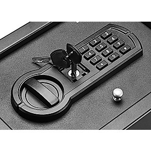 Amazon Basics Small Slim Desk Drawer Security Safe with Programmable Electronic Keypad, Black, 11.8''W x 8.6''D x 4.4''H