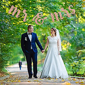 Rose Gold Glitter Mr & Mrs Banner / Bridal Shower Engagement Perfect Wedding Party Supplies / Bachelorette Party Decorations