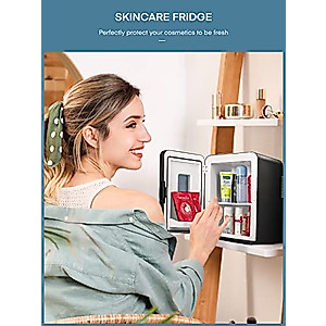Northclan 15L Mini Fridge for Bedroom, 110V AC/ 12V DC Portable Thermoelectric Cooler and Warmer Small Refrigerators for Home, Dorm, Office and Car, Skincare, Cosmetic, Beverage, Removable shelf