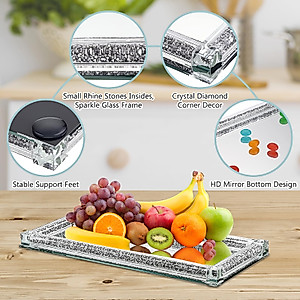 LYTDMSKY 4 Pcs Coffee Sugar Container Set, Tea Canister and Crushed Diamond Tray, Decorative Kitchen Canisters with Lid, Bling Glass Snacks Sugar Containers Kitchen Coffee Jar Storage Containers